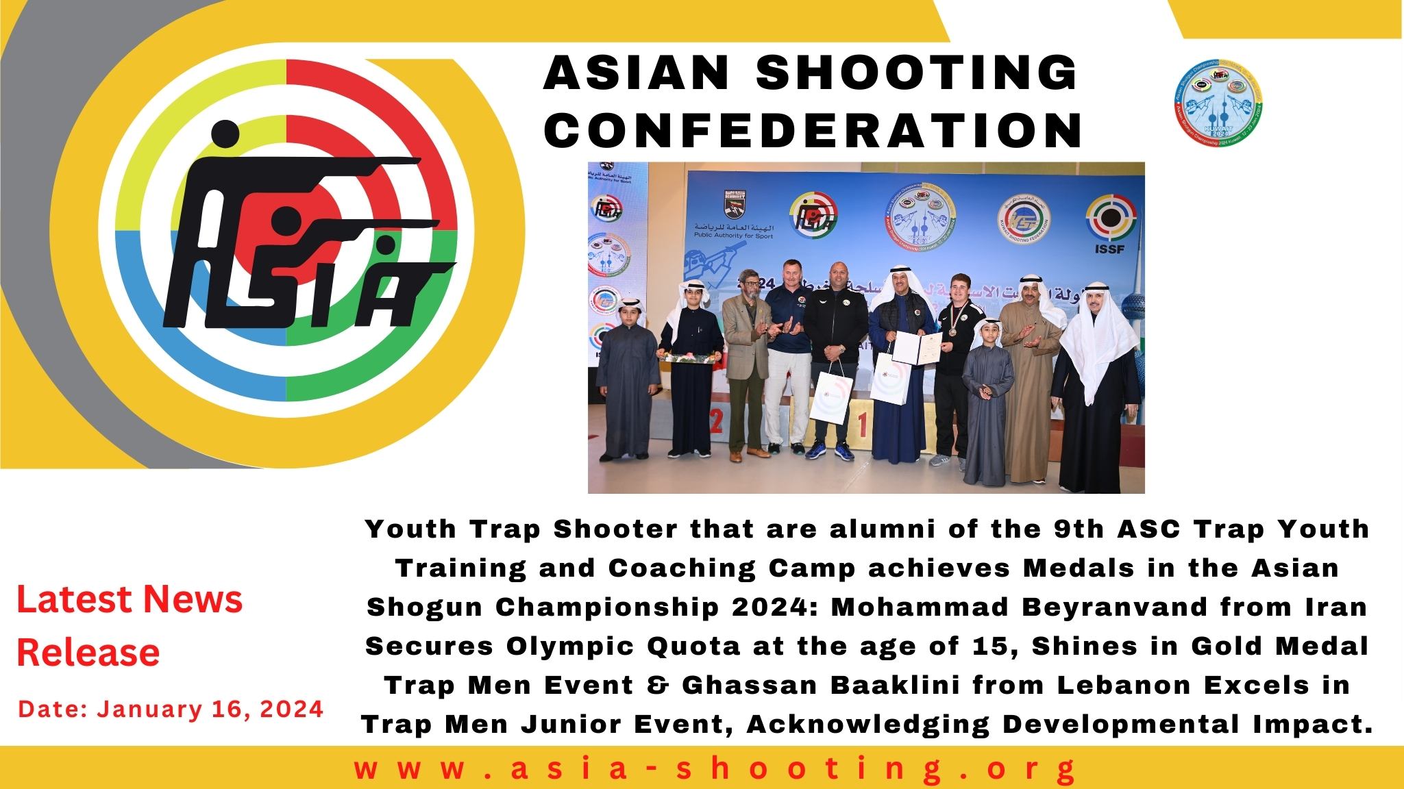 Youth Trap Shooter that are alumni of the 9th ASC Trap Youth Training and Coaching Camp achieves ...