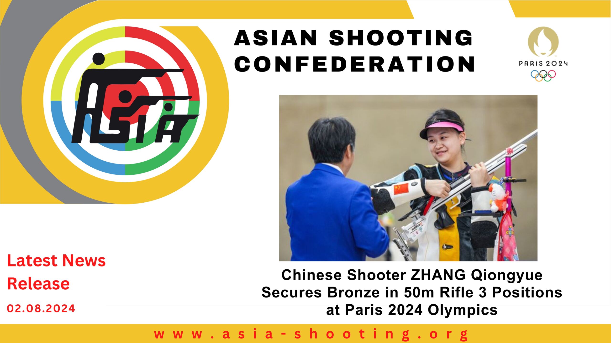 Chinese Shooter ZHANG Qiongyue Secures Bronze in 50m Rifle 3 Positions ...