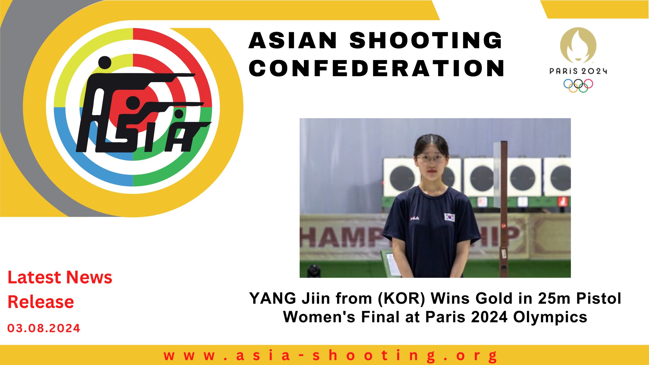 YANG Jiin from (KOR) Wins Gold in 25m Pistol Women's Final at Paris ...