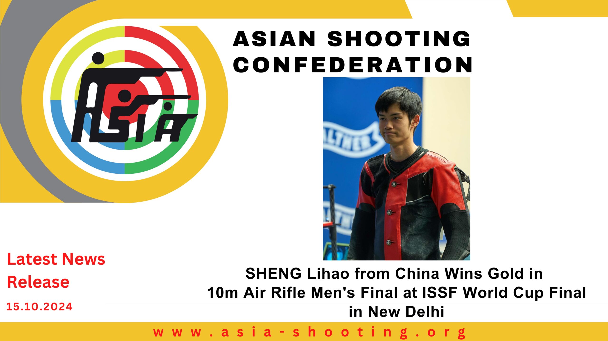 SHENG Lihao from China Wins Gold in 10m Air Rifle Men's Final at ISSF ...