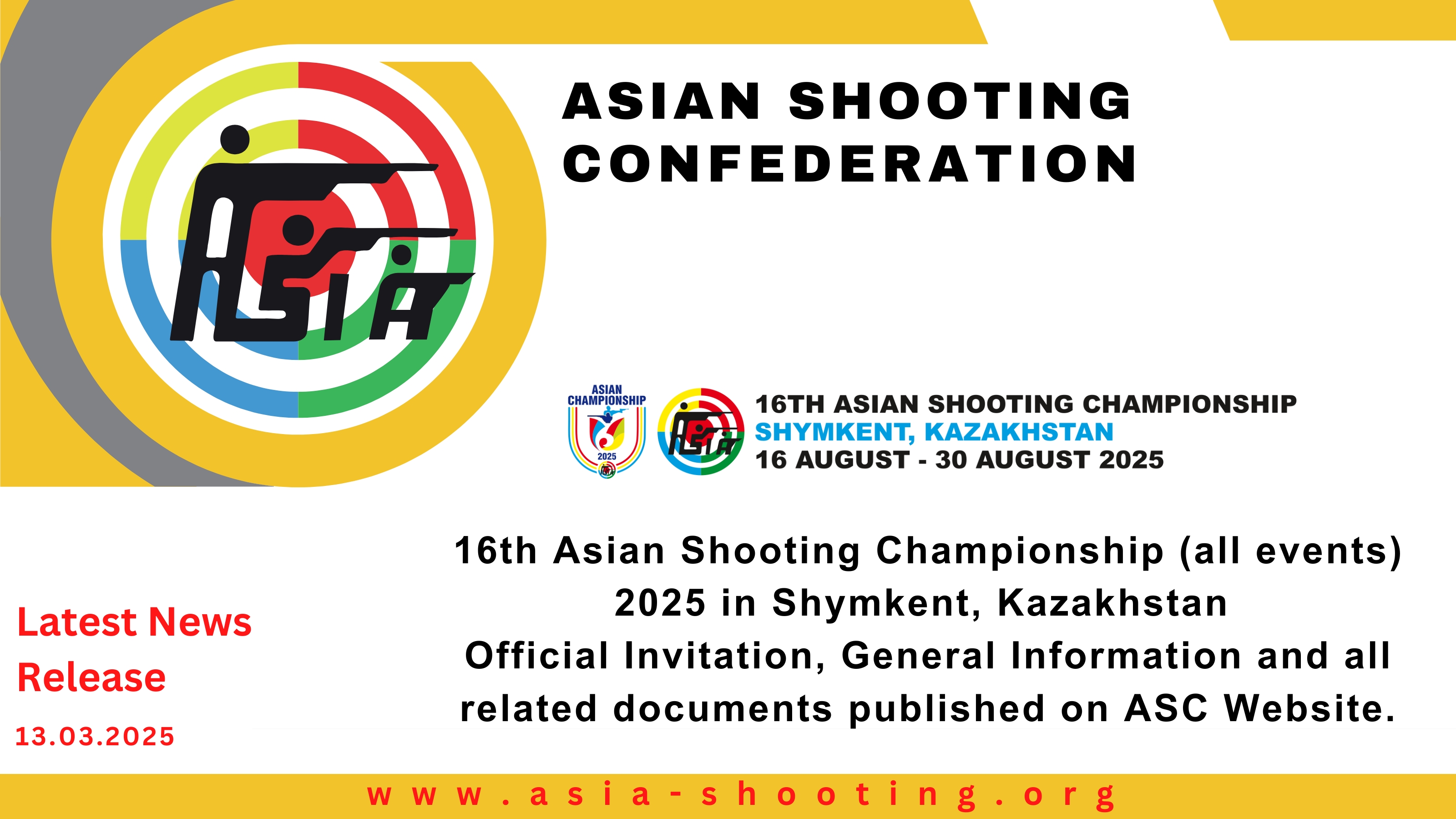 16th Asian Shooting Championship (all events) 2025 in Shymkent ...