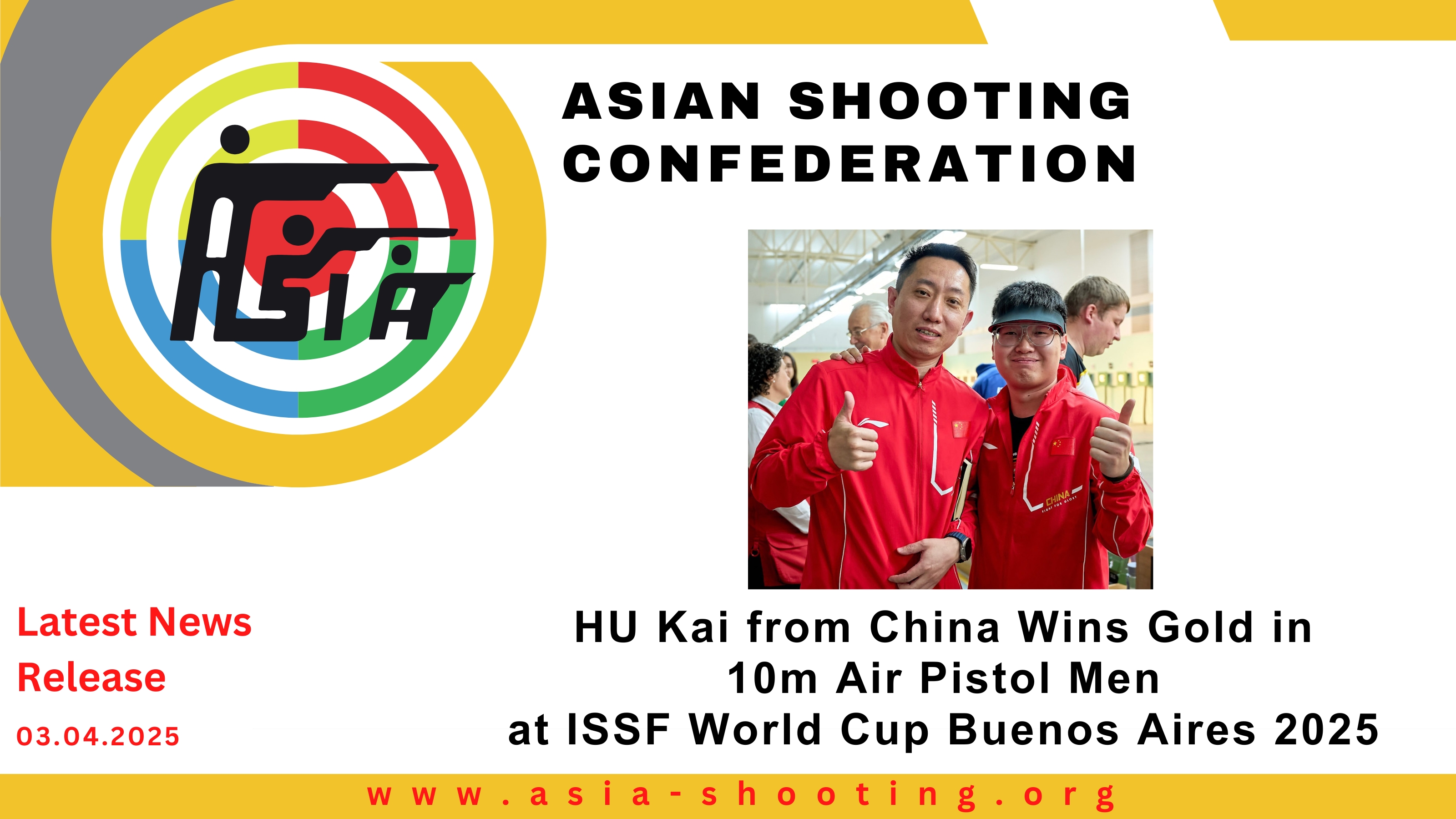 HU Kai from China Wins Gold in 10m Air Pistol Men – ISSF World Cup ...