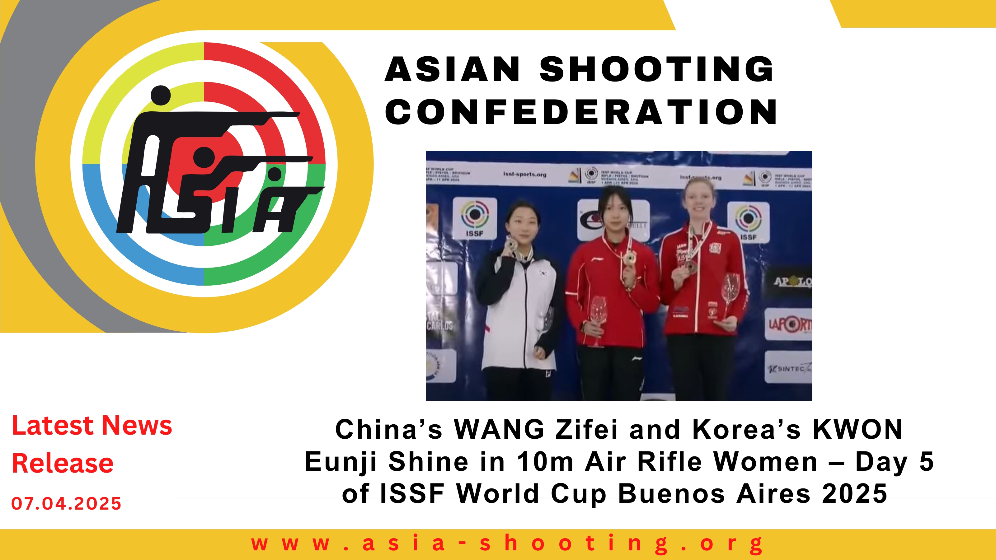 China’s WANG Zifei and Korea’s KWON Eunji Shine in 10m Air Rifle Women ...