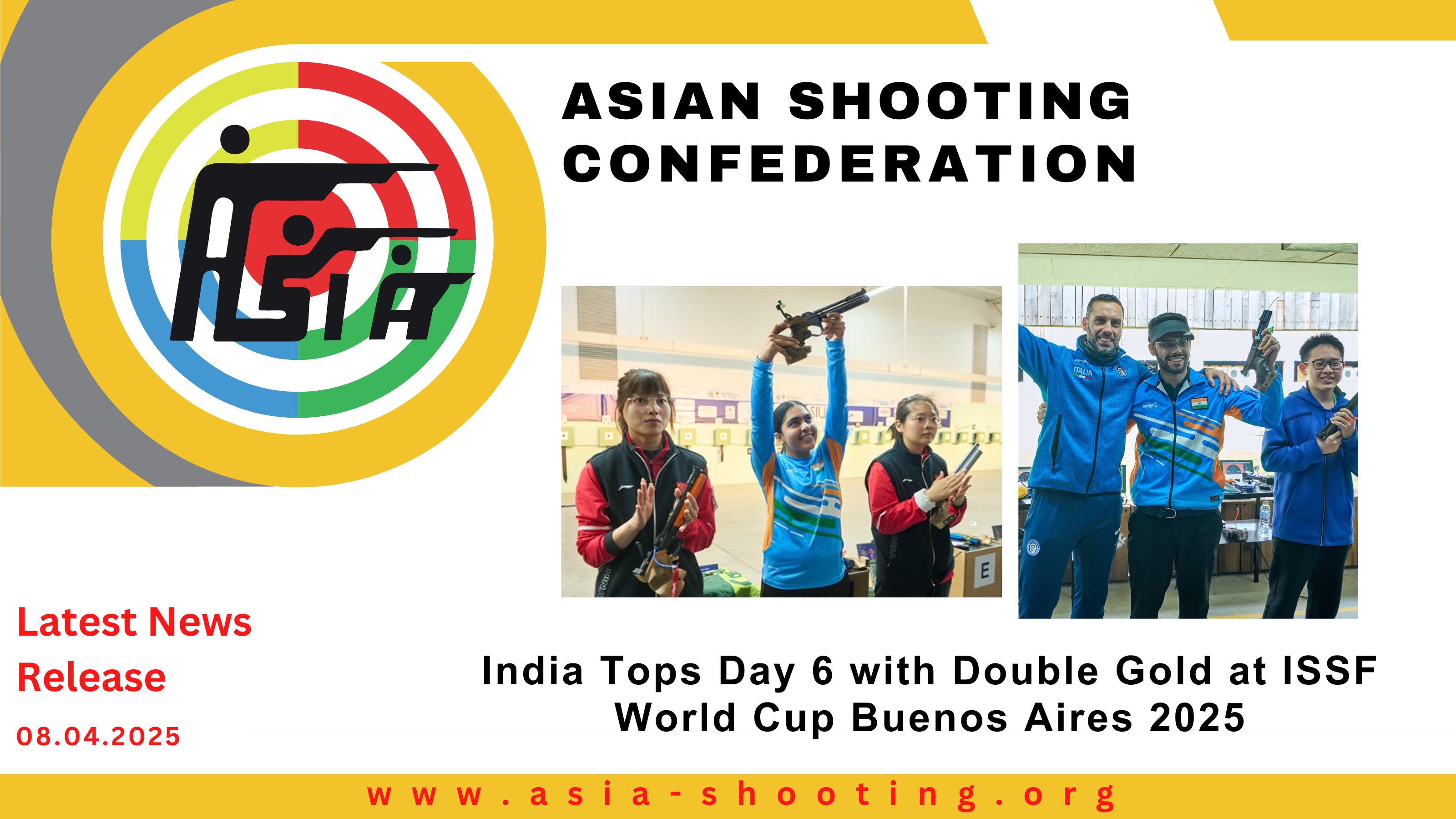 India Tops Day 6 with Double Gold at ISSF World Cup Buenos Aires 2025 - Asian Shooting Confederation