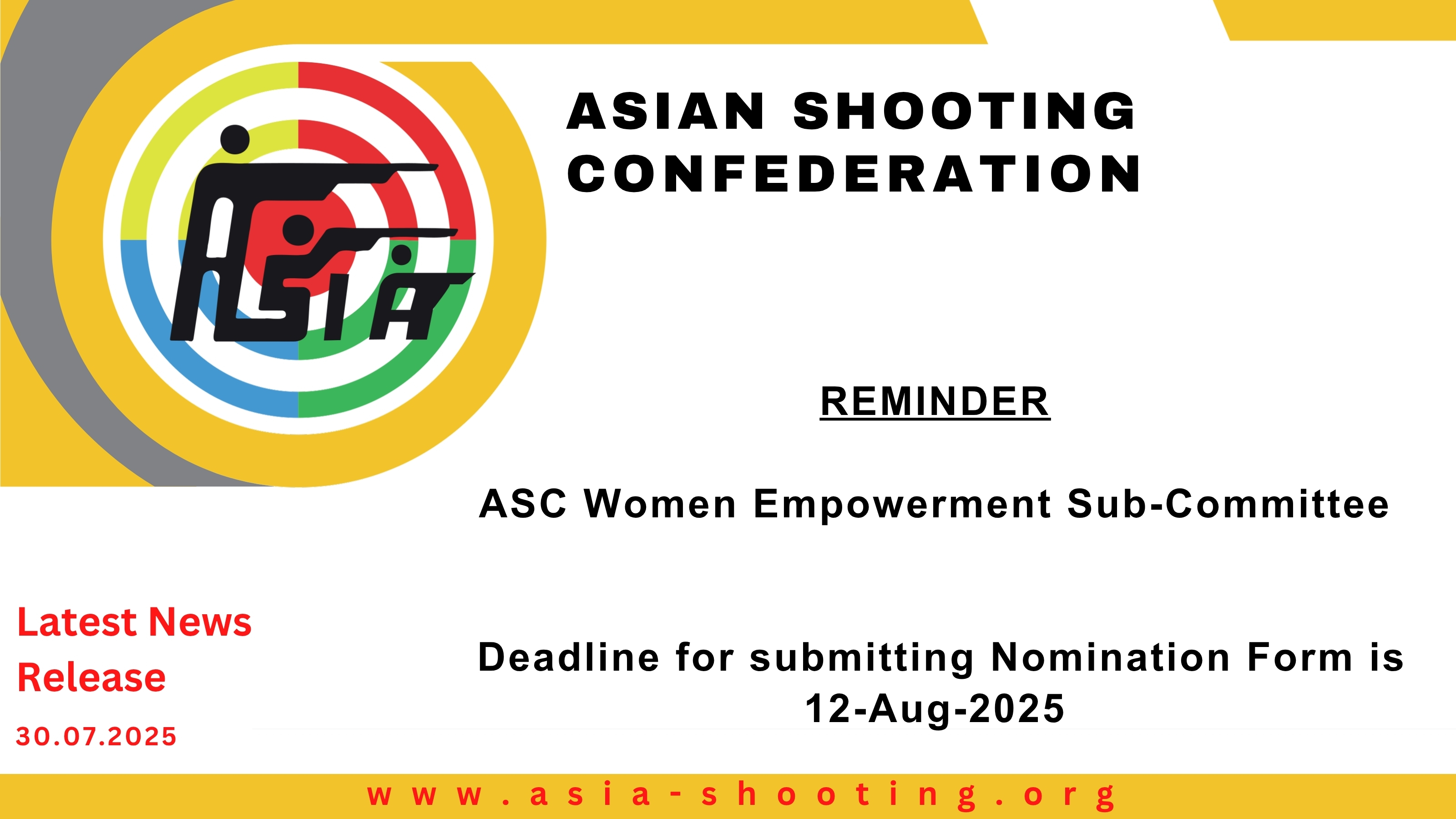 ASC Women Empowerment Sub-Committee Deadline for submitting Nomination ...