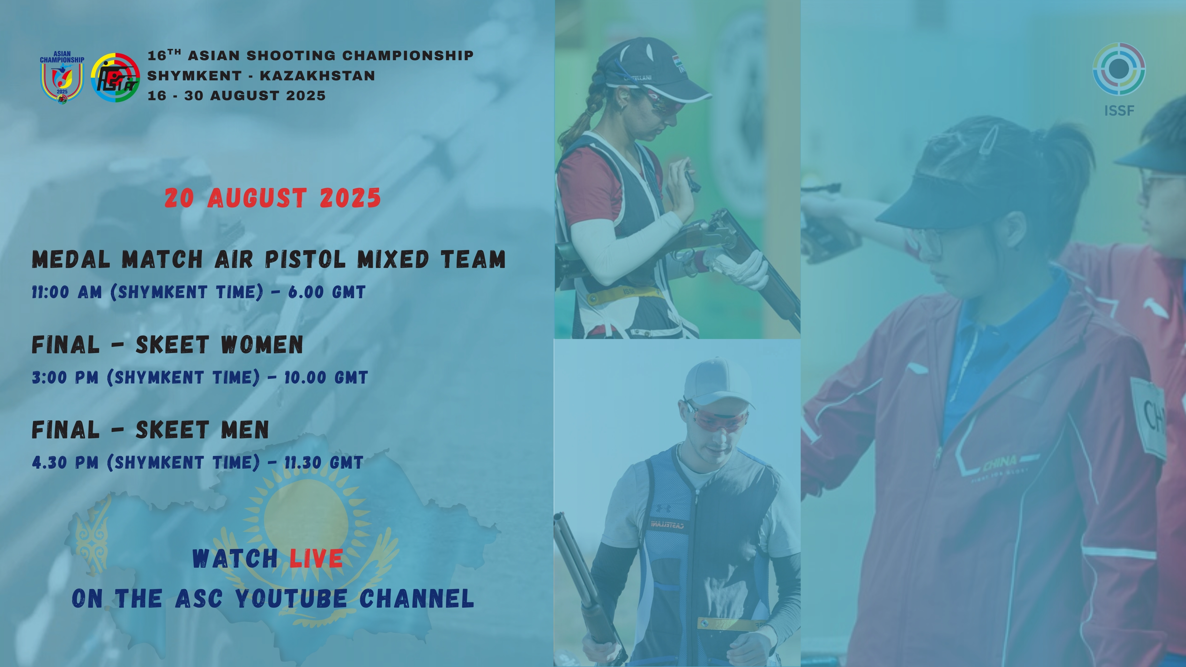 10m Air Pistol Mixed Team, Skeet Women & Skeet Men – Live on YouTube | Daily Schedule, 20 August ...