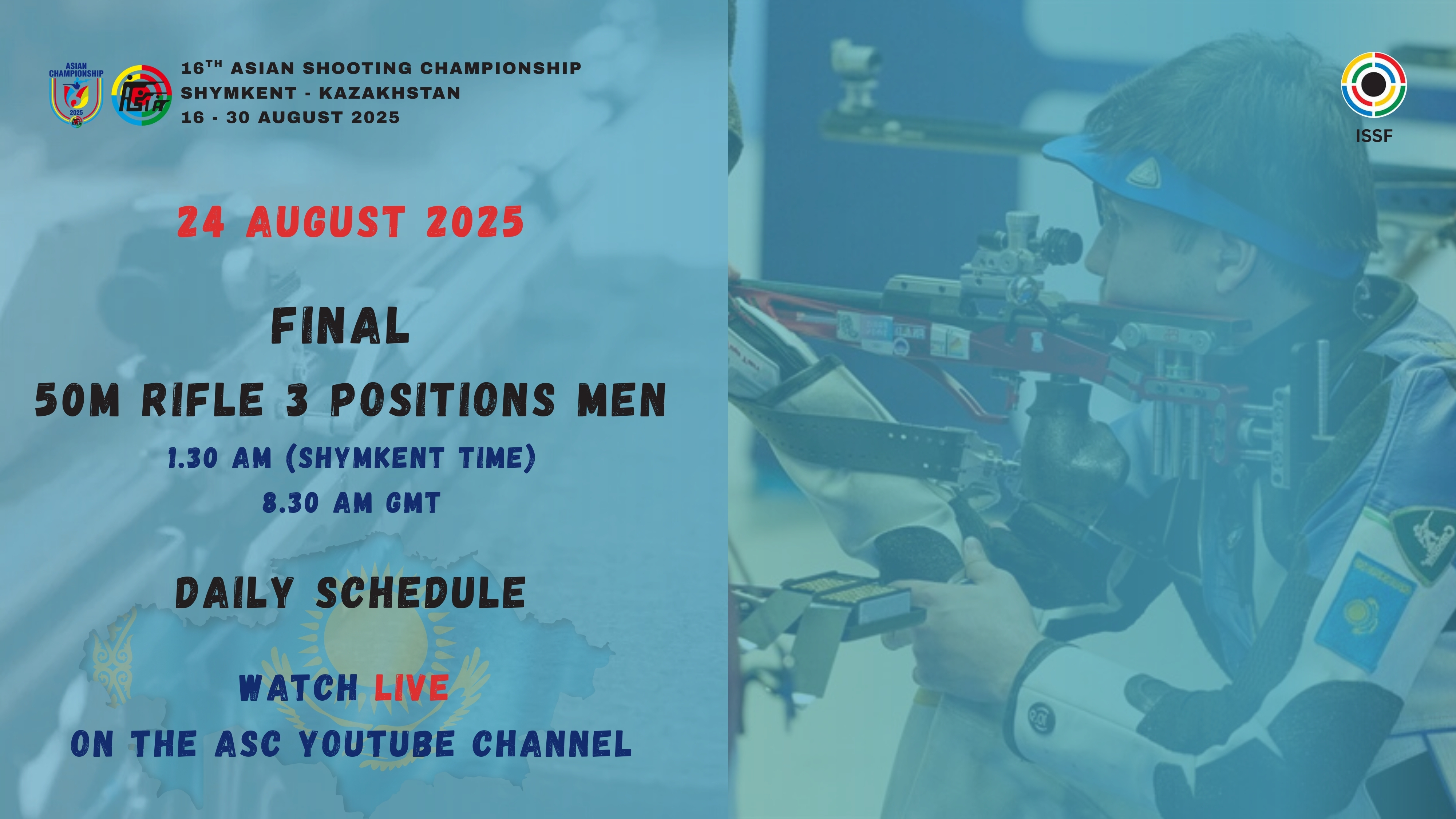 50m Rifle 3 Positions Men Final – Live on YouTube | Daily Schedule, 24 ...