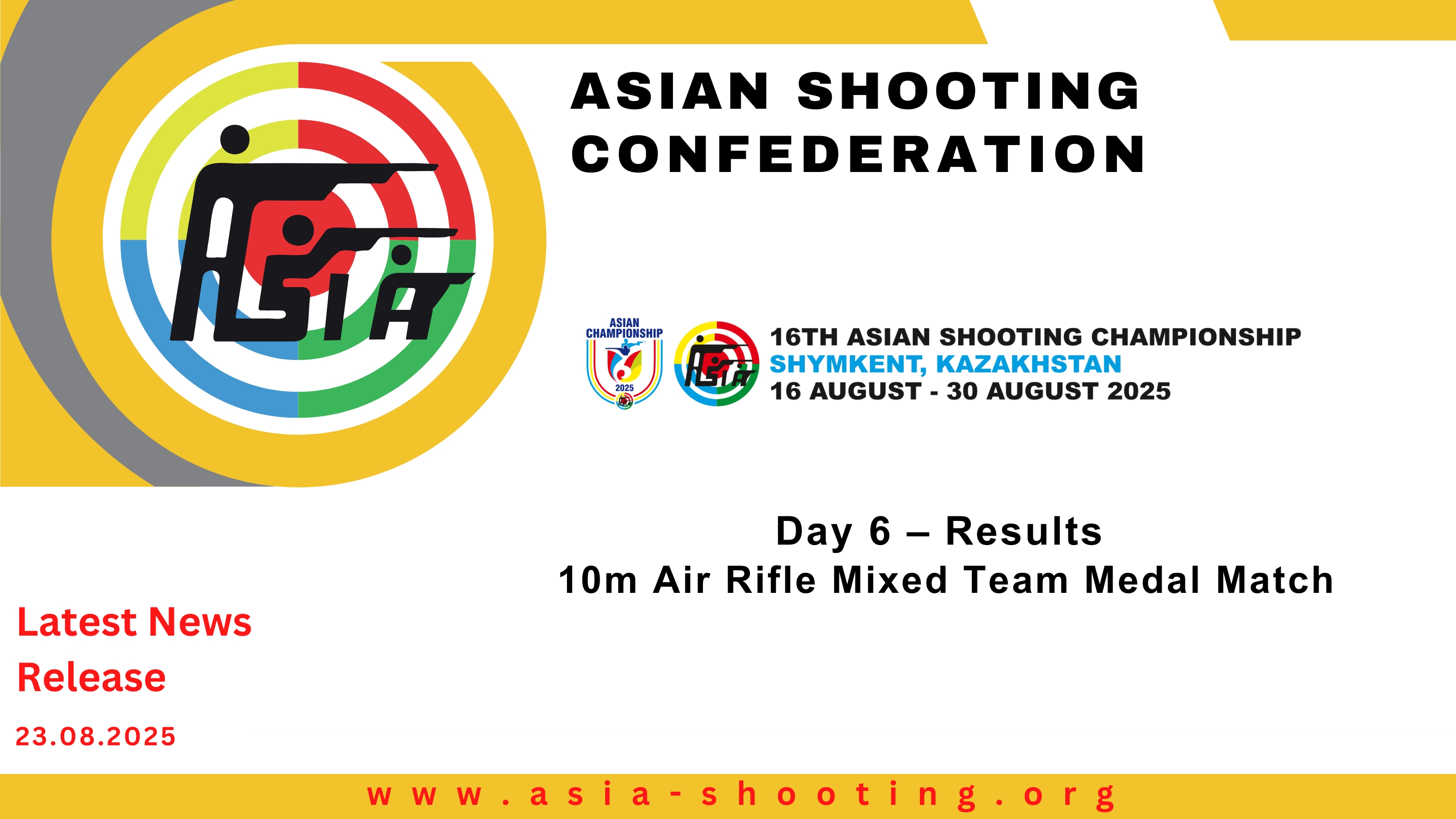 Day 6 – 10m Air Rifle Mixed Team Medal Match Results - Asian Shooting ...