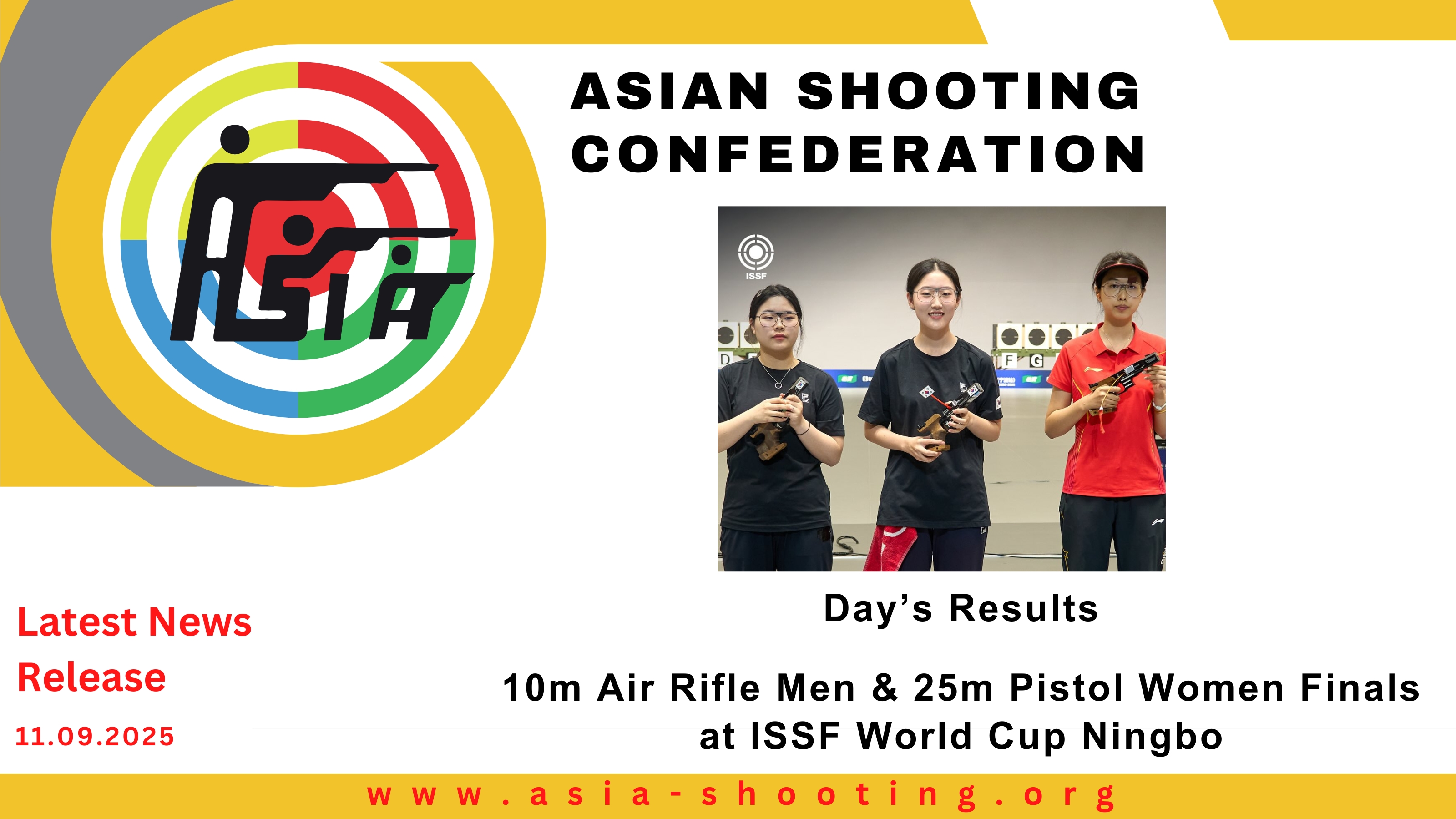 Day’s Results 10m Air Rifle Men & 25m Pistol Women Finals at ISSF World ...