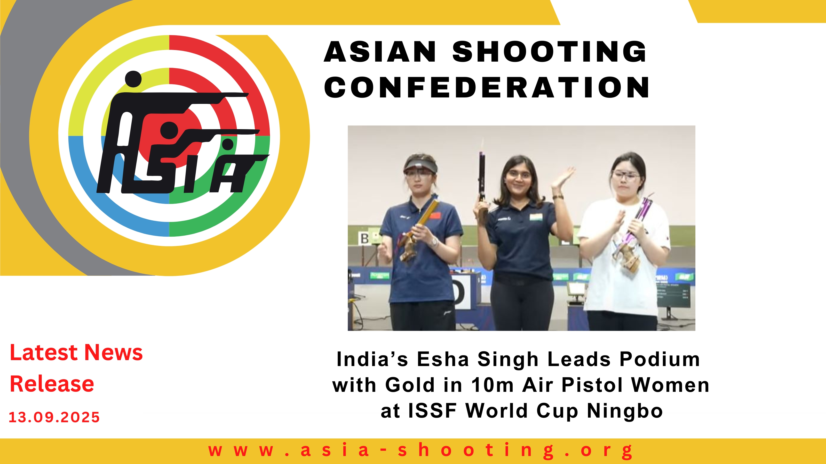 India’s Esha Singh Leads Podium with Gold in 10m Air Pistol Women at ...