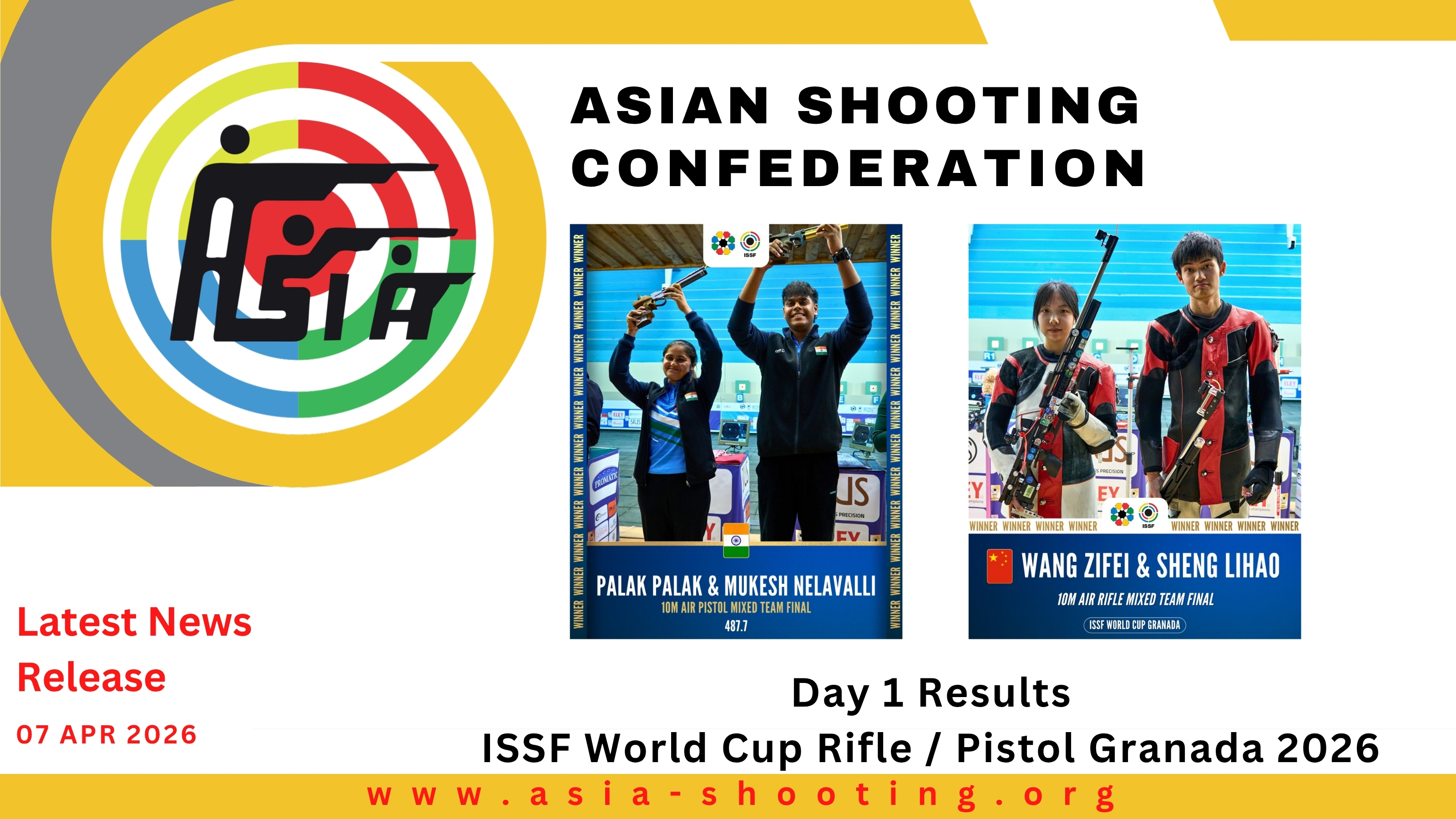Day 1 Results – ISSF World Cup Rifle / Pistol Granada 2026 - Asian ...