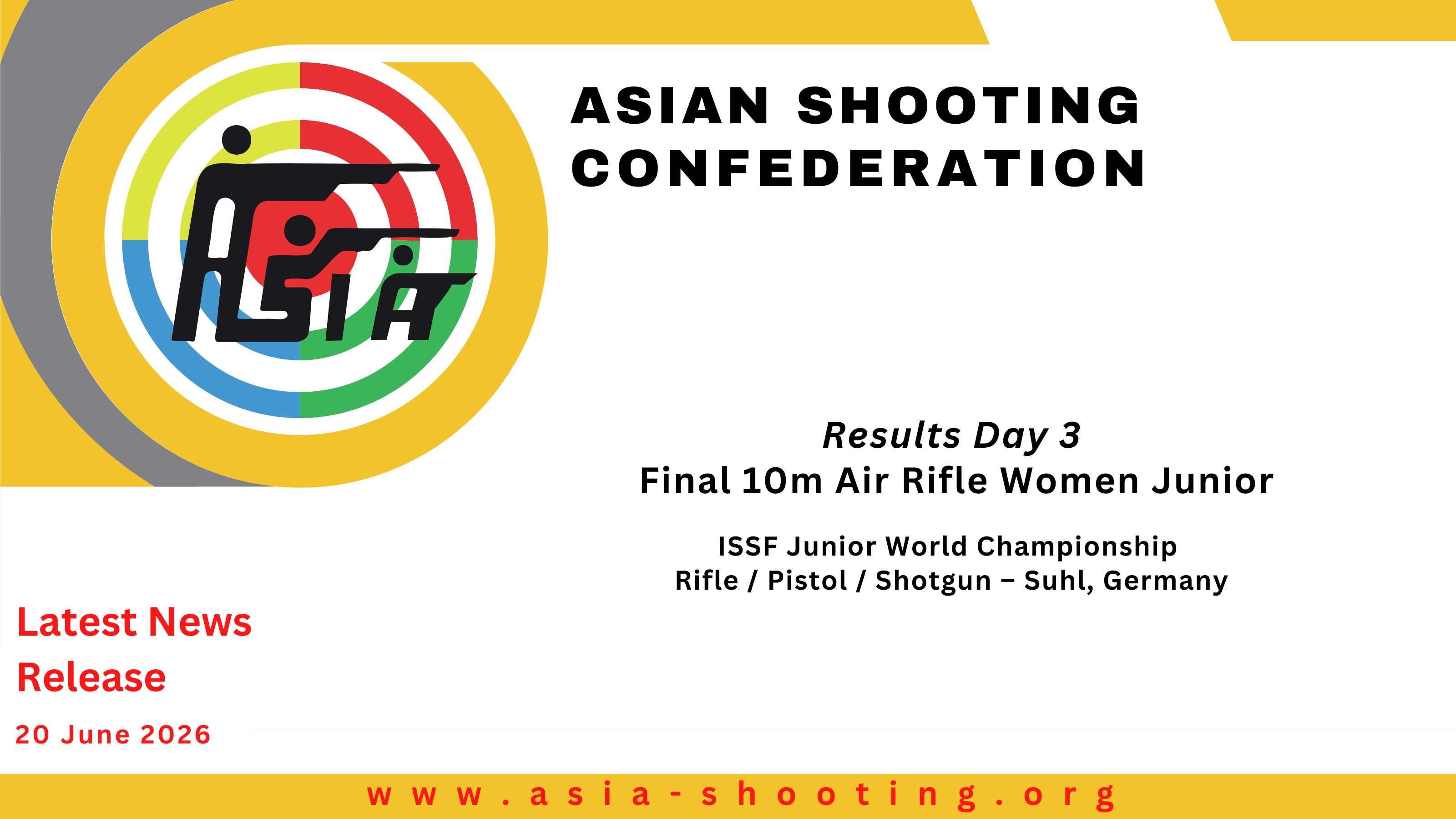 Results Day 3 - Final 10m Air Rifle Women Junior at ISSF Junior World ...